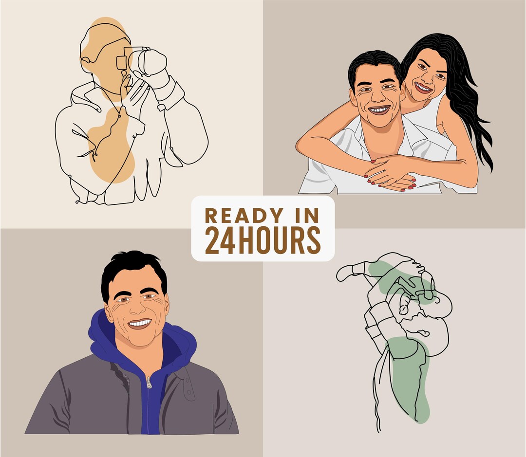 Custom Family Line Drawing, Custom Family Drawing From Photo, Christmas ...