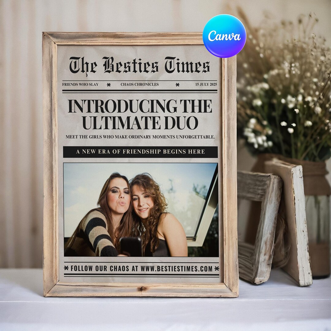Personalized Friendship Newspaper Print, Girly Dorm Decor (digital ...