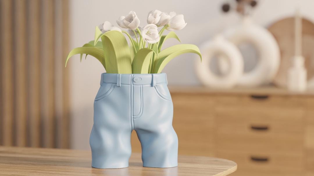 3D Printed Jeans Vase: Denim Texture, Casual Chic Decor - Etsy