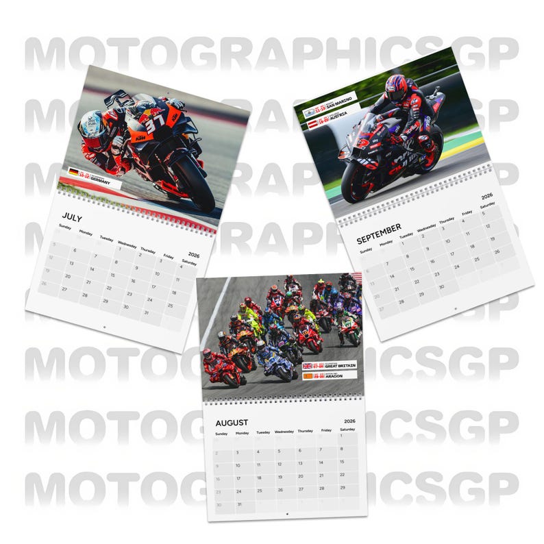 Motogp Calendar 2026 Wall Fan Gift, Racing Wall Desk Calendar Motogp ...