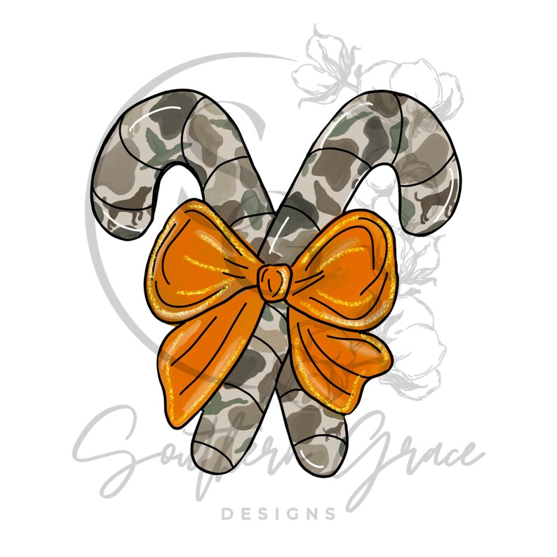 Hand Drawn Camo Candy Cane Christmas PNG - Etsy