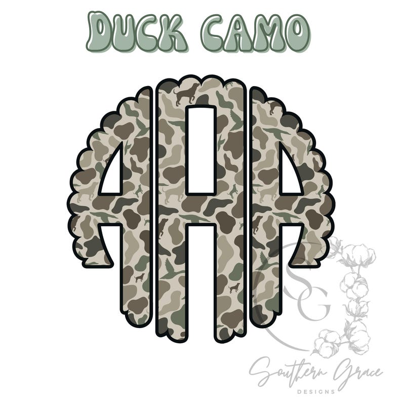 Duck Camo Scallop Edge Monogram - Etsy