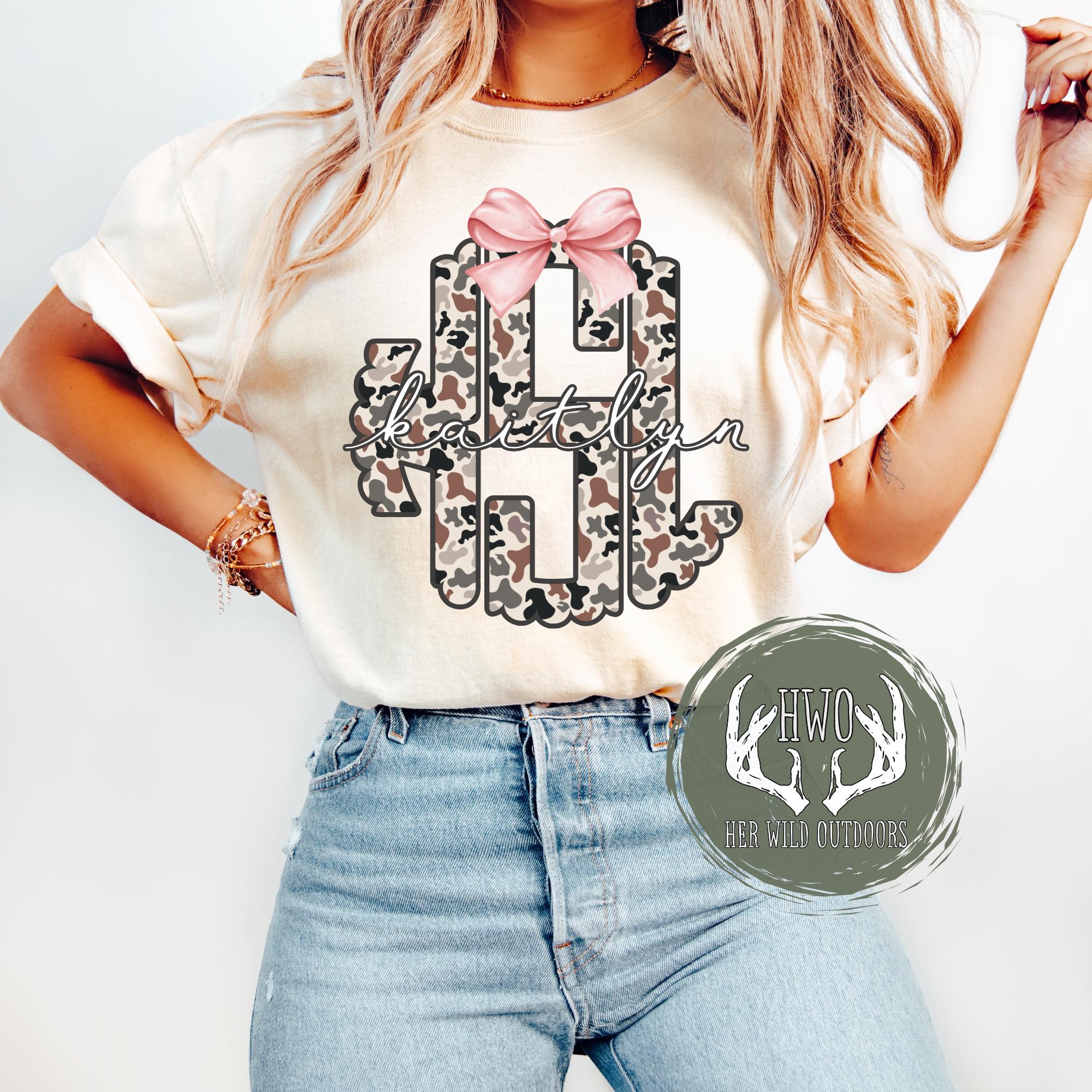 Camo Scallop Edge Monogram - Etsy