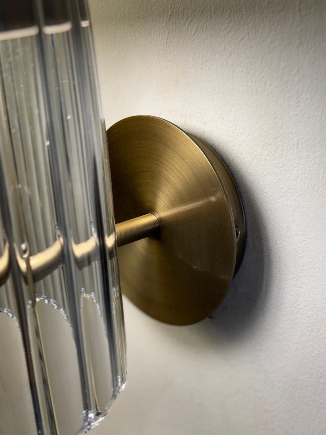 Smoked Glass Wall Sconce, Brass Wall Sconce, Contemporary Sconce ...