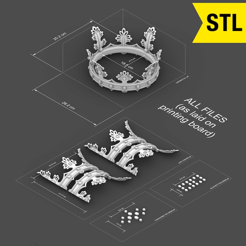 King Richard II Crown Model digital Download Medieval Crown 3D STL as ...