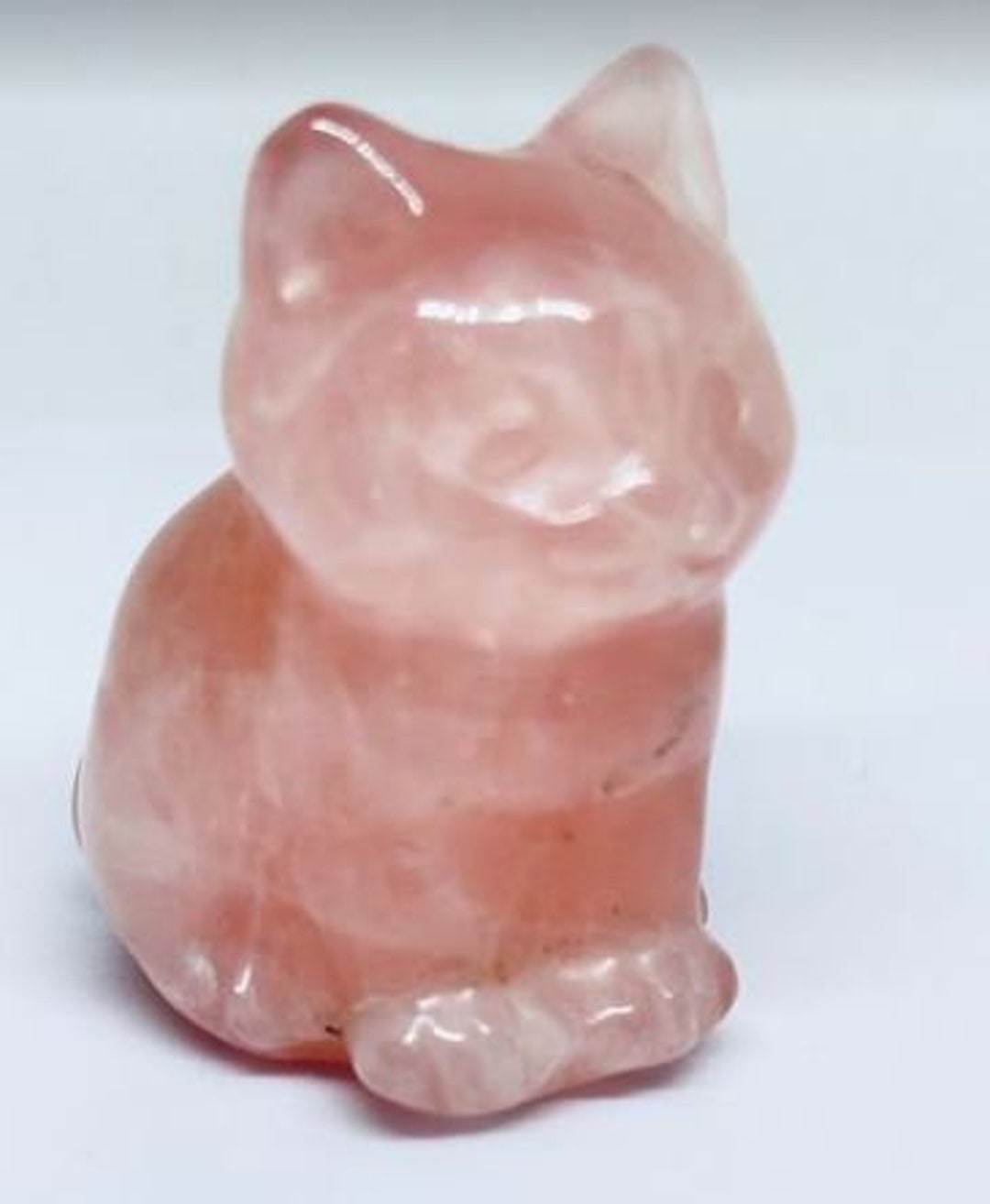 Rose Quartz Sitting Cat Crystal Carving - Etsy UK