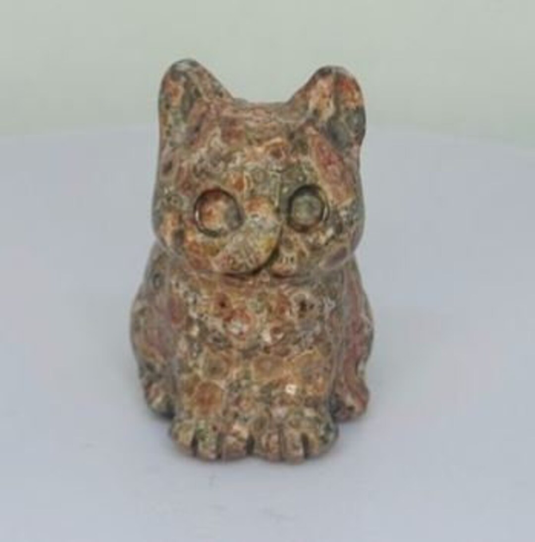 Leopard Skin Jasper Sitting Cat Healing Crystal Carving - Etsy