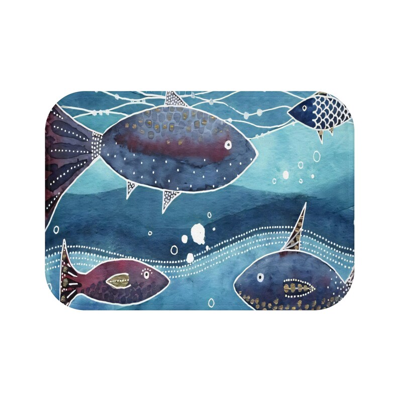 Ocean Fish Bath Mat – Nautical Coastal Bathroom Decor - Etsy