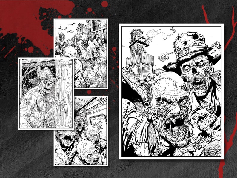 Scary Zombies Coloring Pages for Adults and Teens, 50 Spine-chilling ...