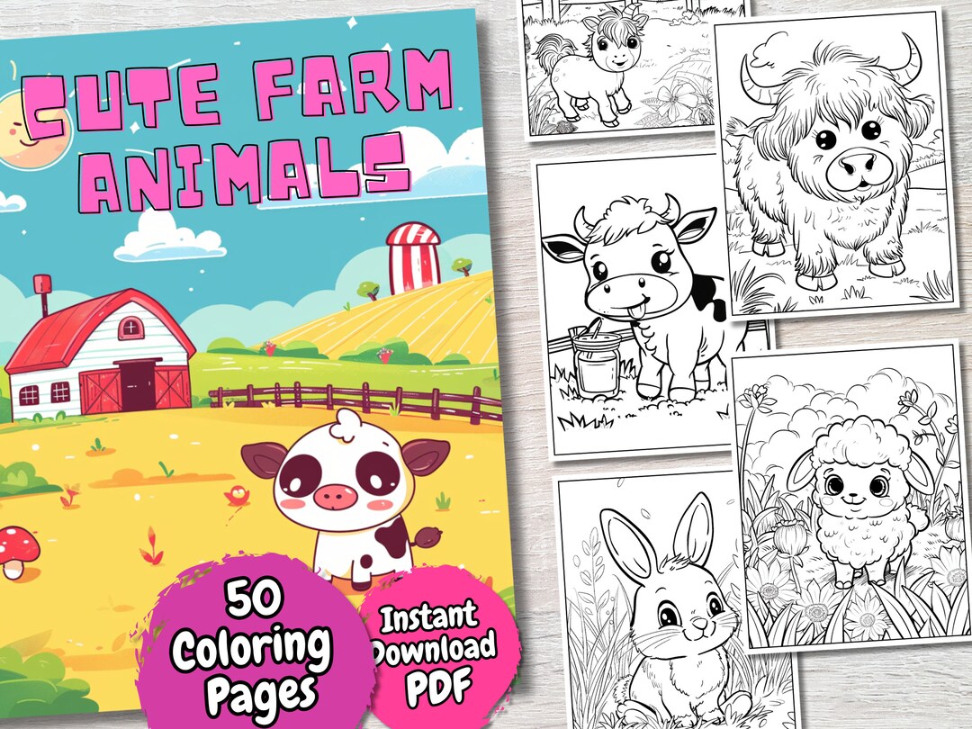 50 Kawaii Cute Farm Animals Coloring Pages Adorable Farm Animals ...