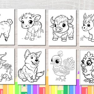 50 Kawaii Cute Farm Animals Coloring Pages Adorable Farm Animals ...