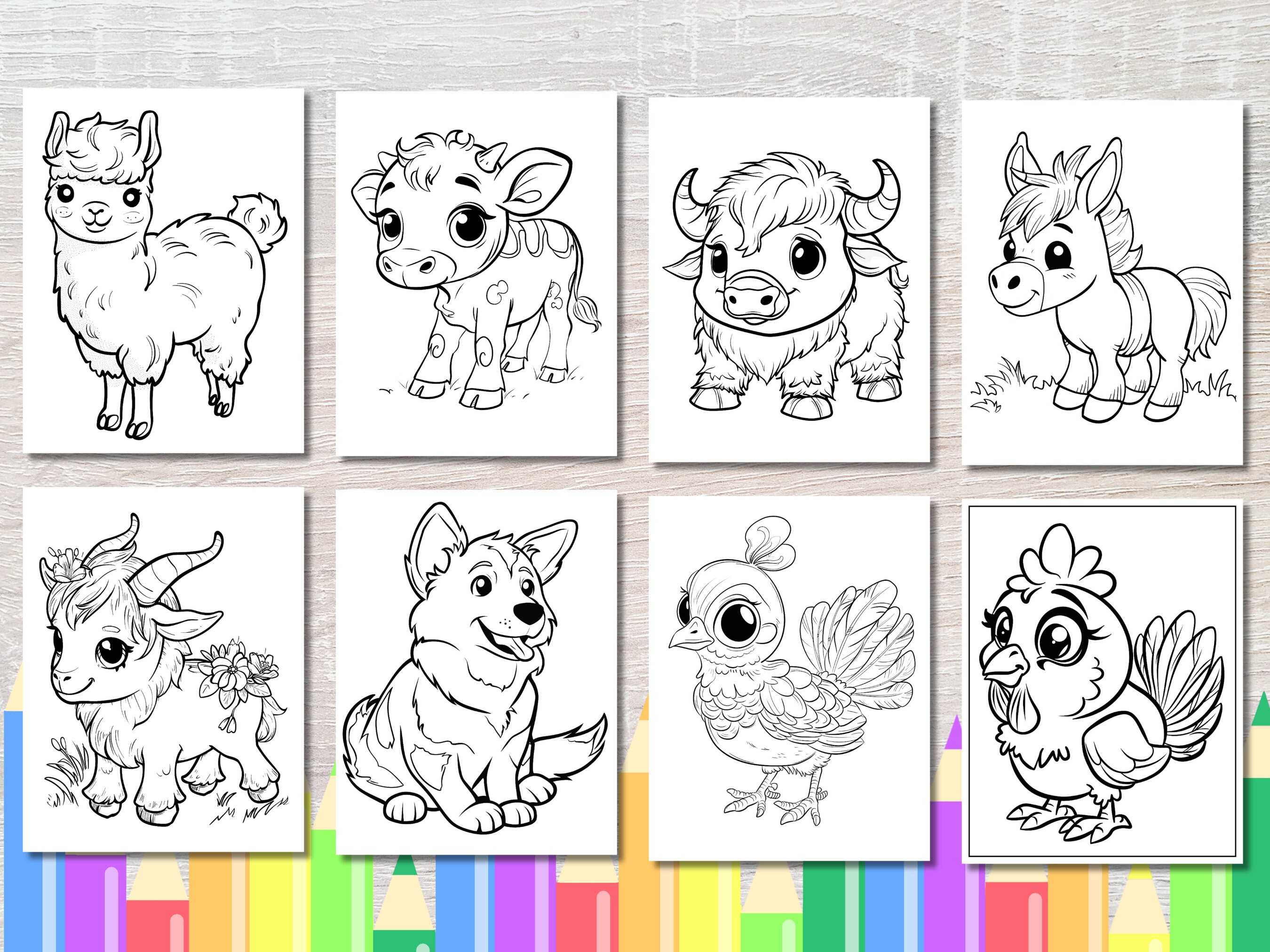 50 Kawaii Cute Farm Animals Coloring Pages Adorable Farm Animals ...
