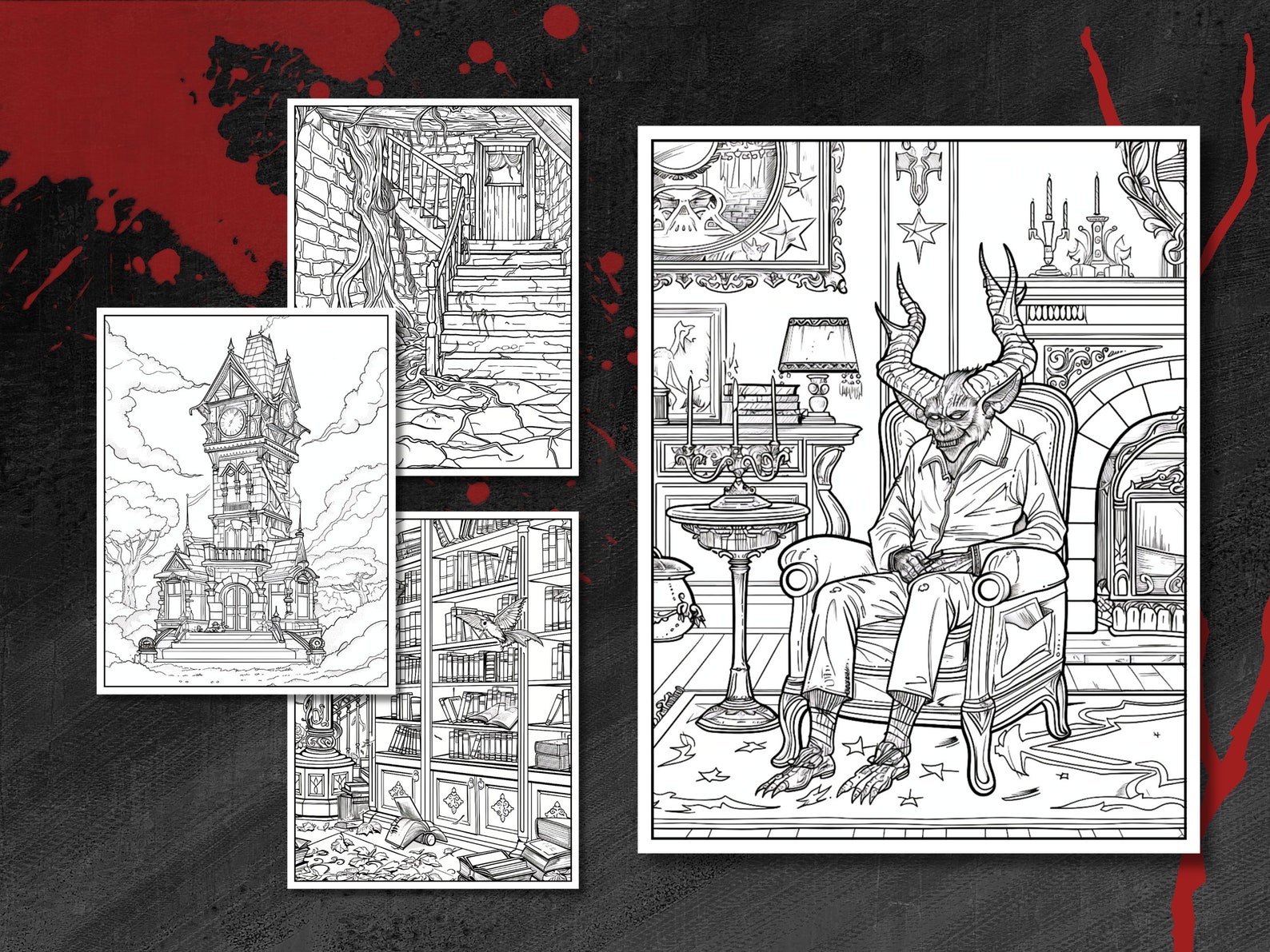Haunted House Coloring Pages, Printable Halloween Coloring Book for ...