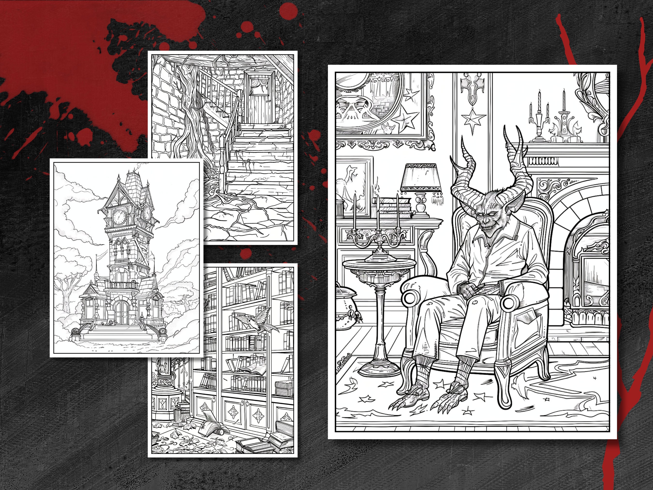 Haunted House Coloring Pages, Printable Halloween Coloring Book for ...