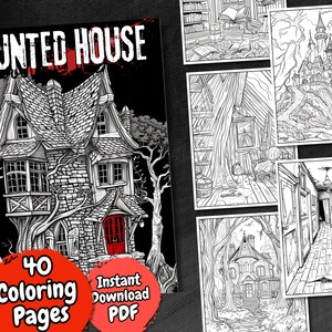 Haunted House Coloring Pages, Printable Halloween Coloring Book for ...