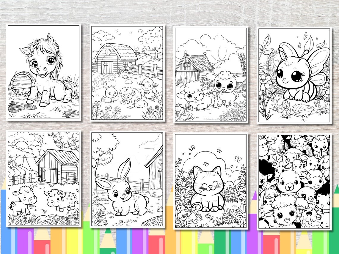 50 Kawaii Cute Farm Animals Coloring Pages Adorable Farm Animals ...