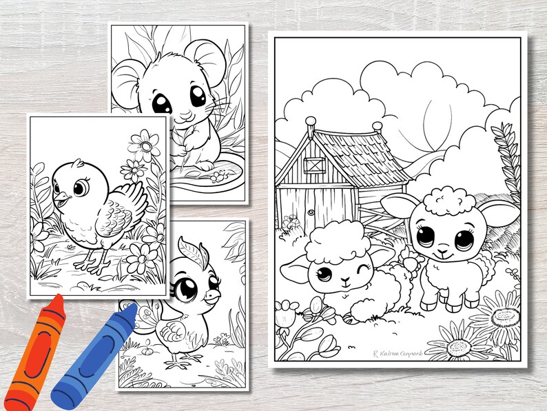 50 Kawaii Cute Farm Animals Coloring Pages Adorable Farm Animals ...