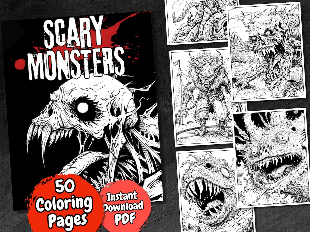 Scary Monsters Coloring Pages, Printable Halloween Coloring Book for ...