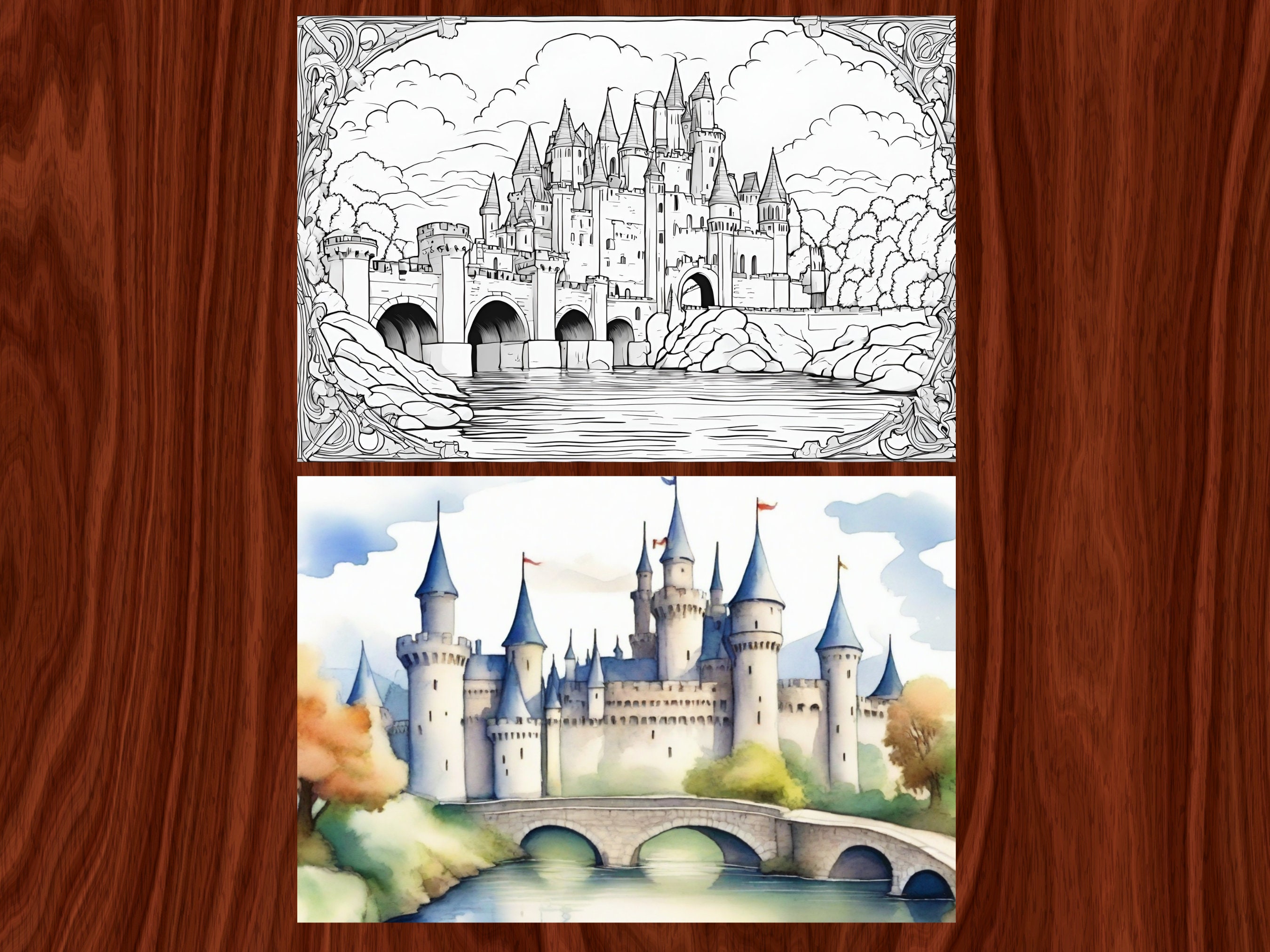 Majestic Castles Printable Coloring Pages for Adults, Colouring Book ...