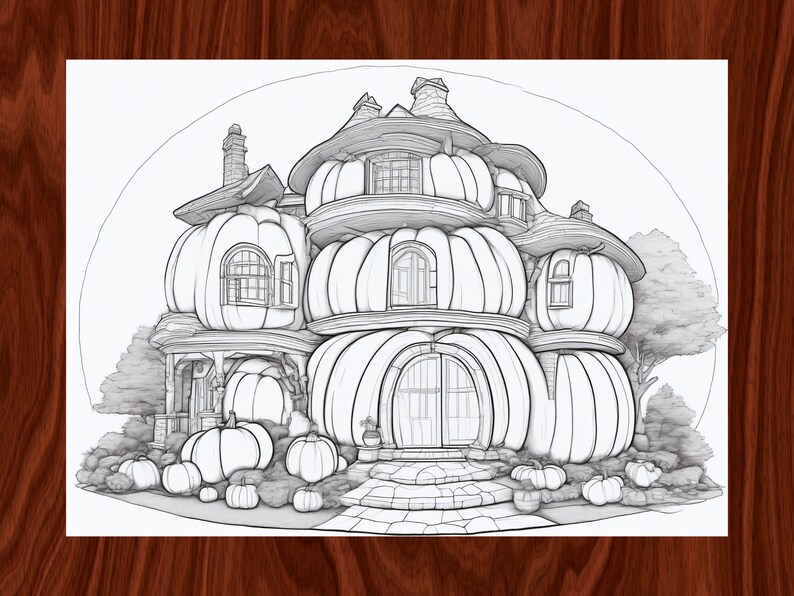 Pumpkin Home Coloring Pages - Etsy