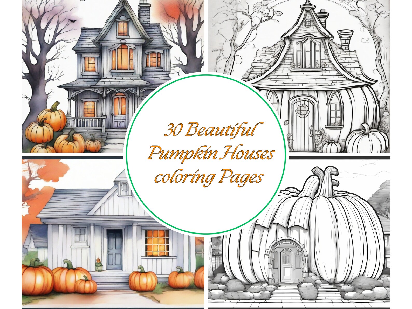 Pumpkin Home Coloring Pages - Etsy