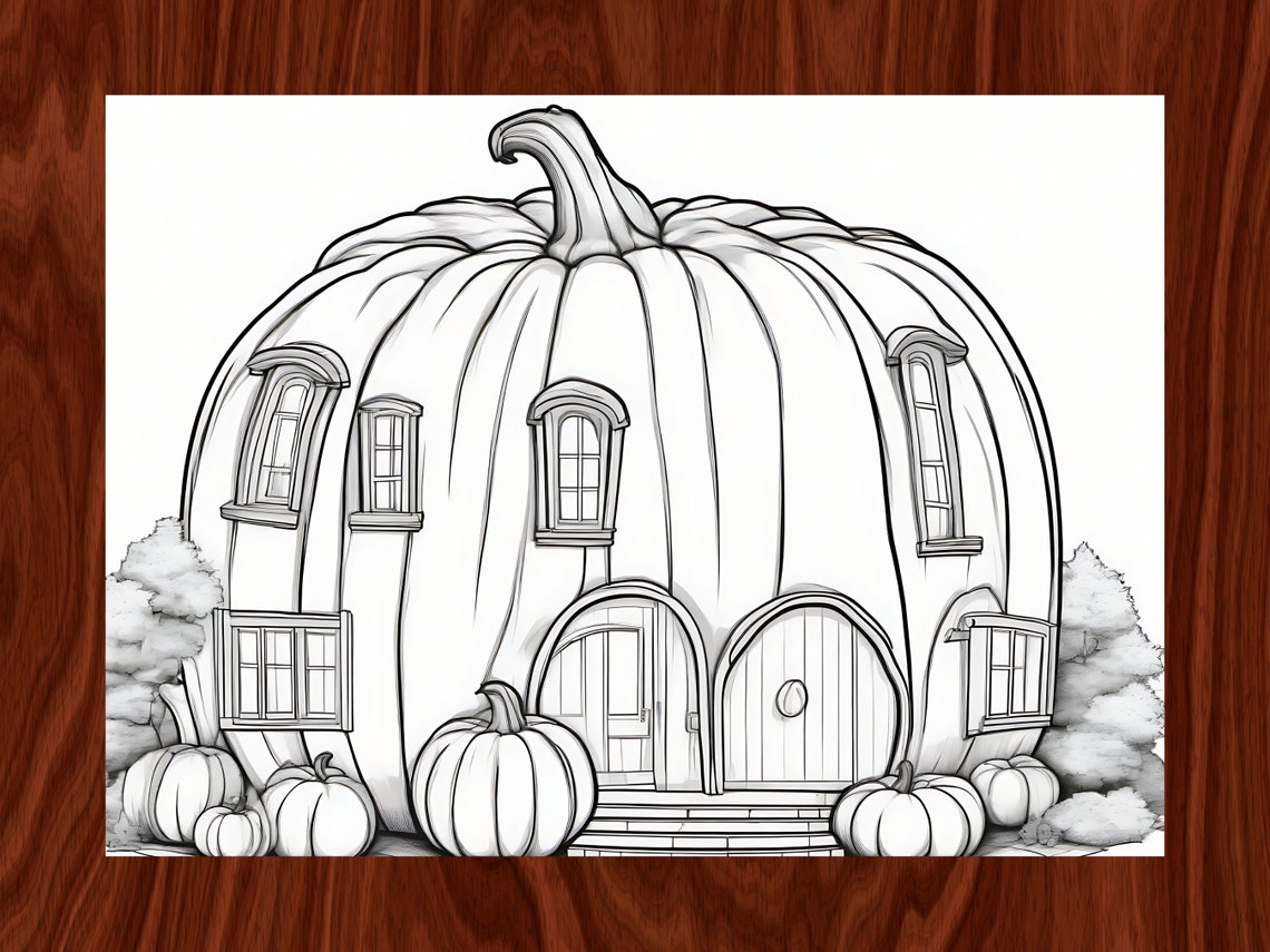 Pumpkin Home Coloring Pages - Etsy
