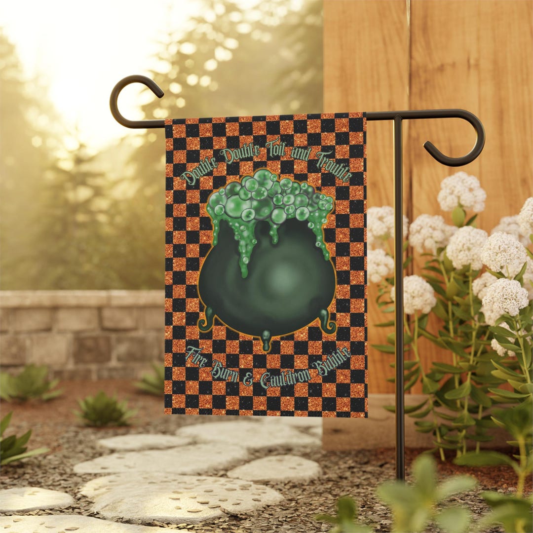 Double Double Toil and Trouble Halloween Cauldron Yard Banner - Etsy