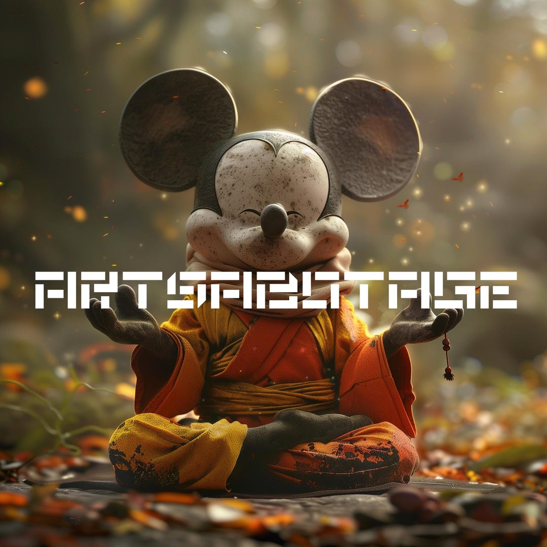 Monk Mickey Mouse Wall Decor Wall Art Digital Art Alone Home Decor AI ...