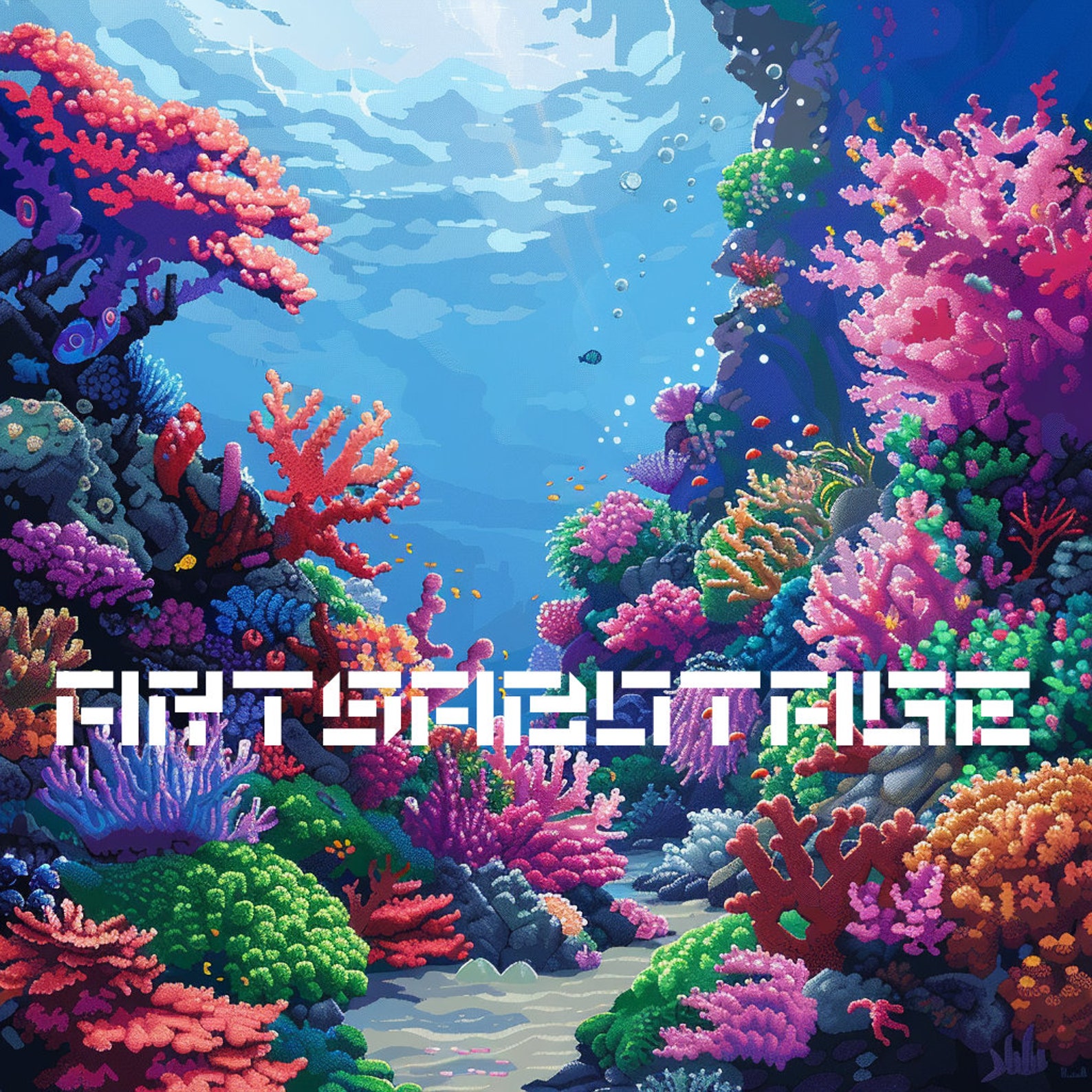 Pixel Reef Ocean Wall Decor Wall Art Digital Art Alone Home Decor AI ...