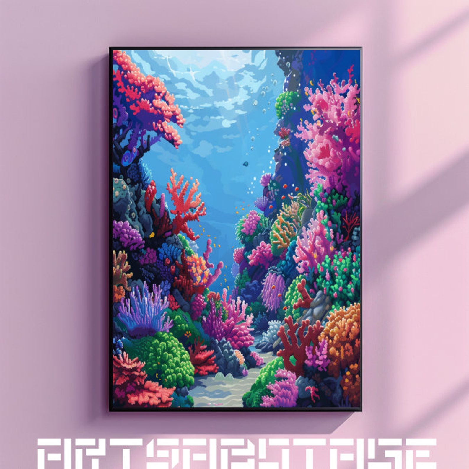 Pixel Reef Ocean Wall Decor Wall Art Digital Art Alone Home Decor AI ...