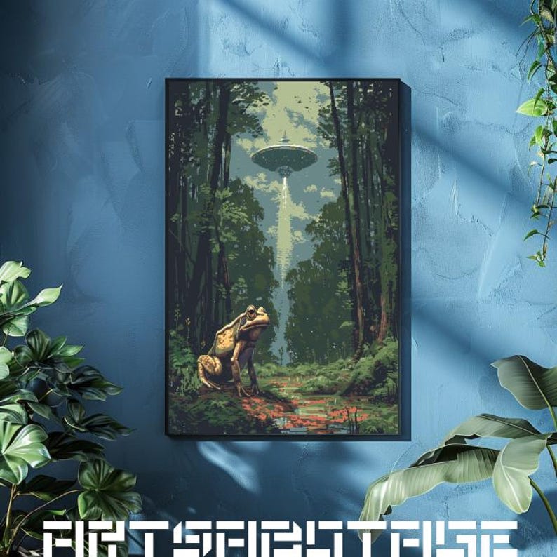Animated Frog Wall Decor Wall Art Digital Art Alone Home Decor AI ...