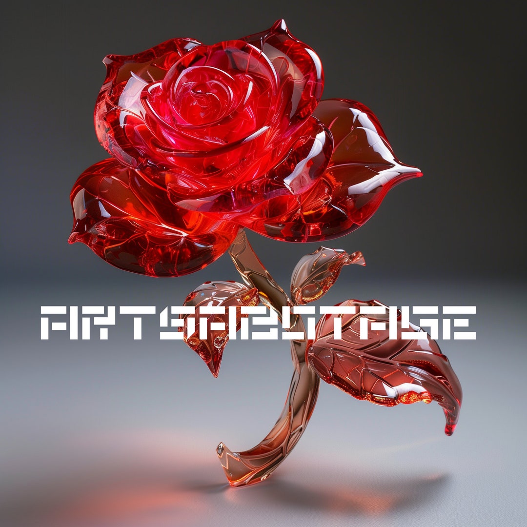 Red Crystal Rose Mystery Wall Decor Wall Art Digital Art Gift Home ...