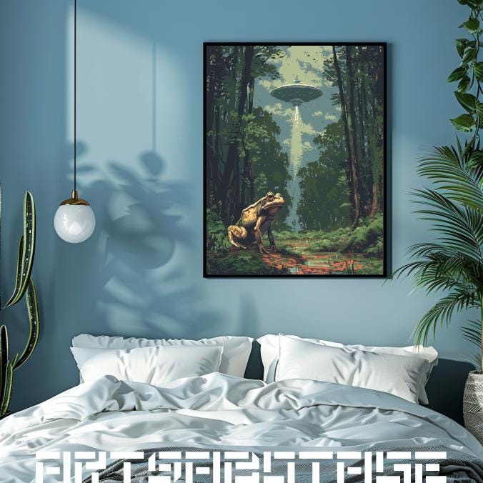 Animated Frog Wall Decor Wall Art Digital Art Alone Home Decor AI ...