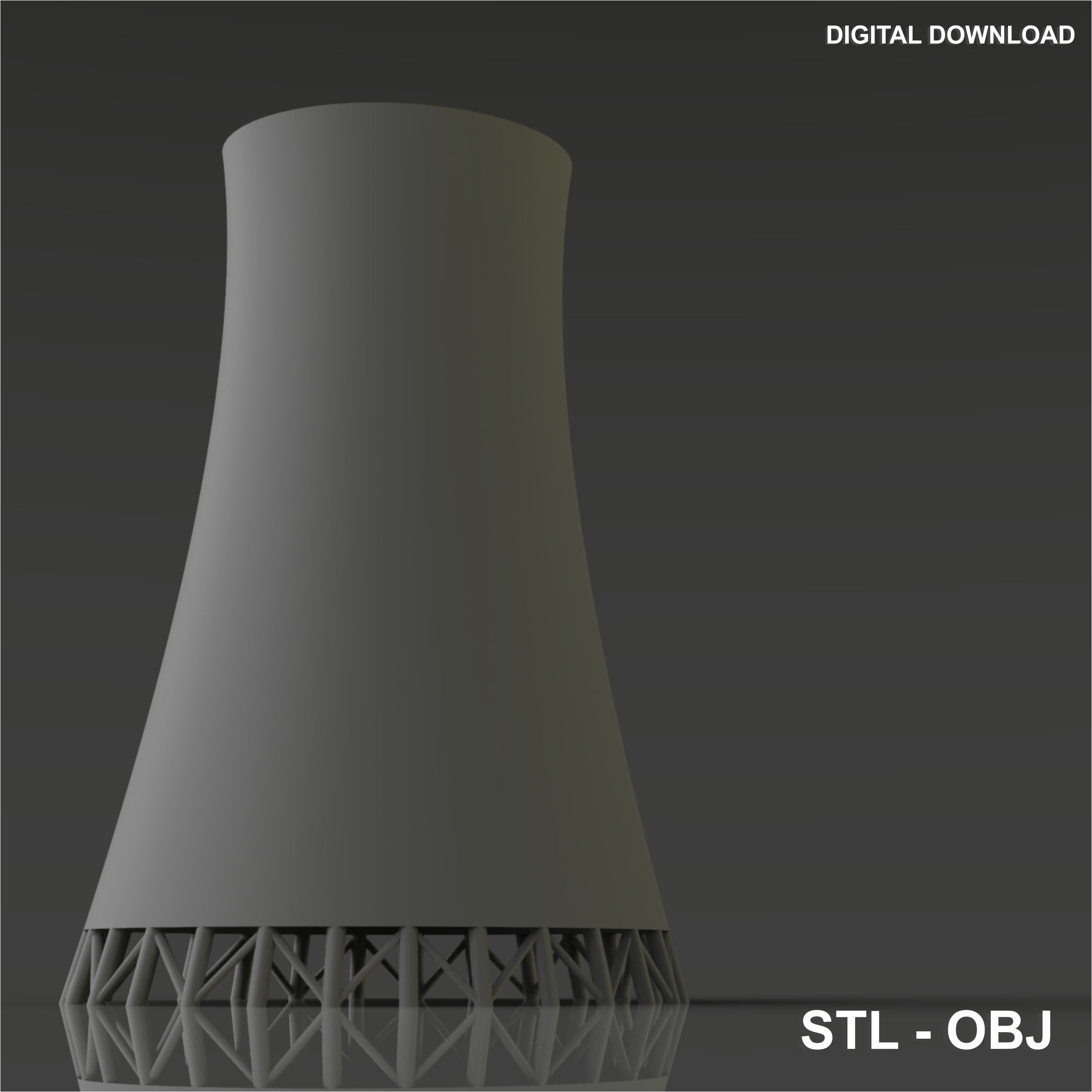 Nuclear Cooling Tower - 3D Print for Office - STL File - Digital File ...