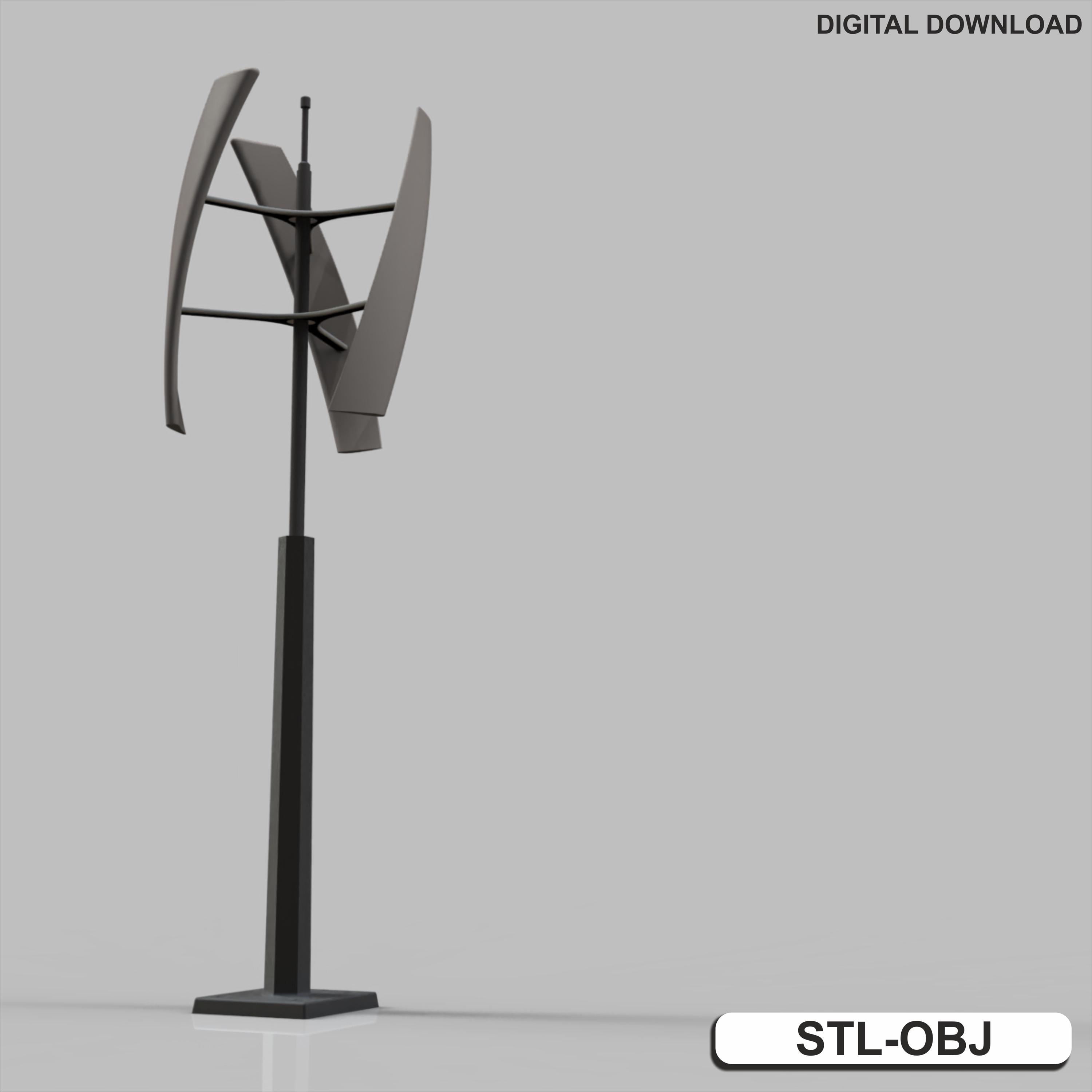 3D Printable Vertical Axis Wind Turbine (VAWT) Model – DIY Decorative ...