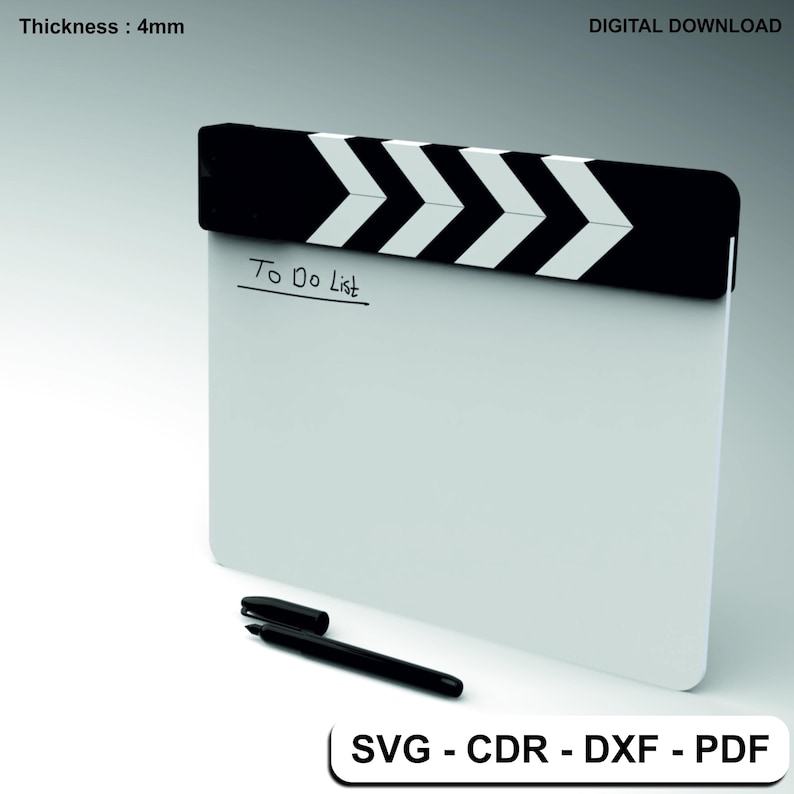 Hollywood Clapperboard - Laser Cut Wooden or Acrylic Glass , Vector ...