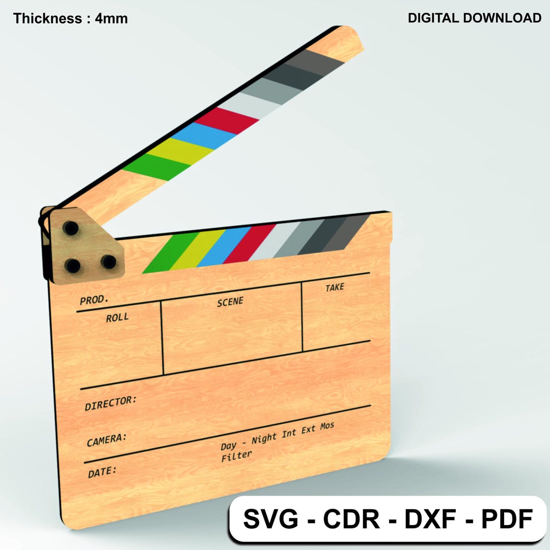 Hollywood Clapperboard - Laser Cut Wooden or Acrylic Glass , Vector ...