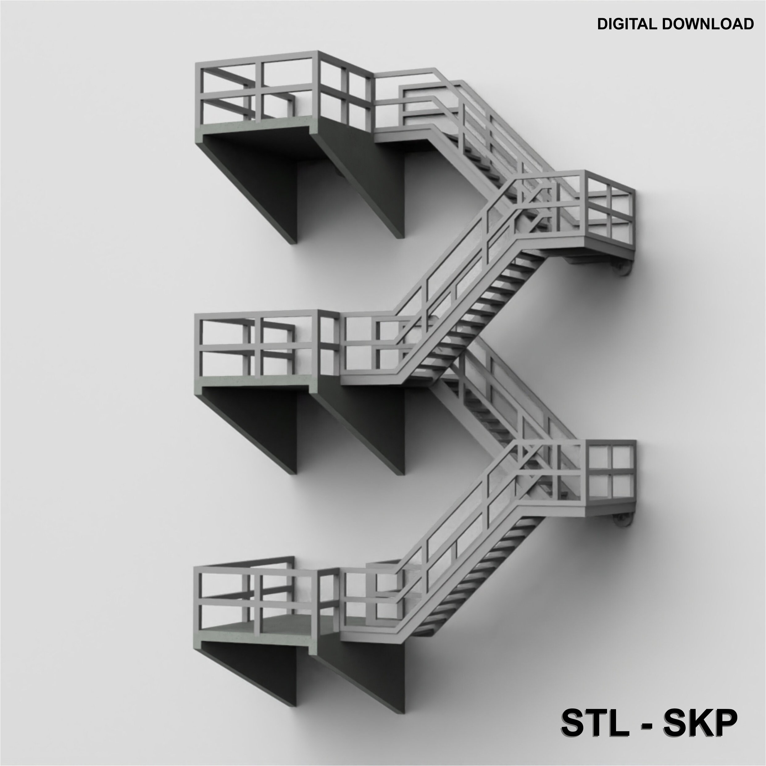 Wall Decoration Fire Escape - 3D Print - STL File - Digital File - Etsy