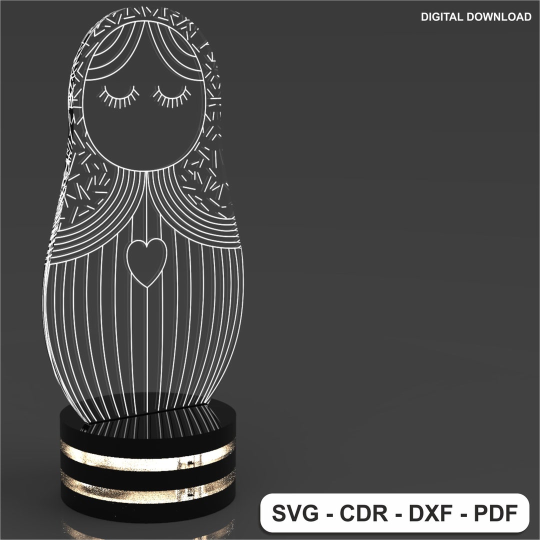 3D Illusion Matryoshka Doll Lamp - Laser Cutting - CDR - SVG - DXF ...