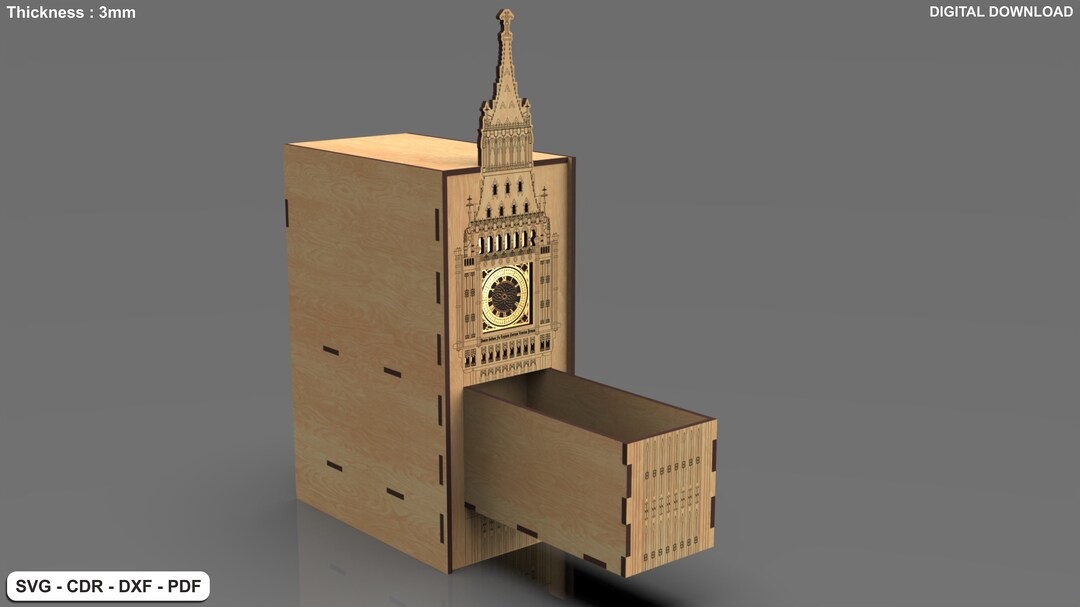 Book Nook Big Ben Svg-cdr-dxf-pdf - Book Nook Laser Cut Files - Etsy