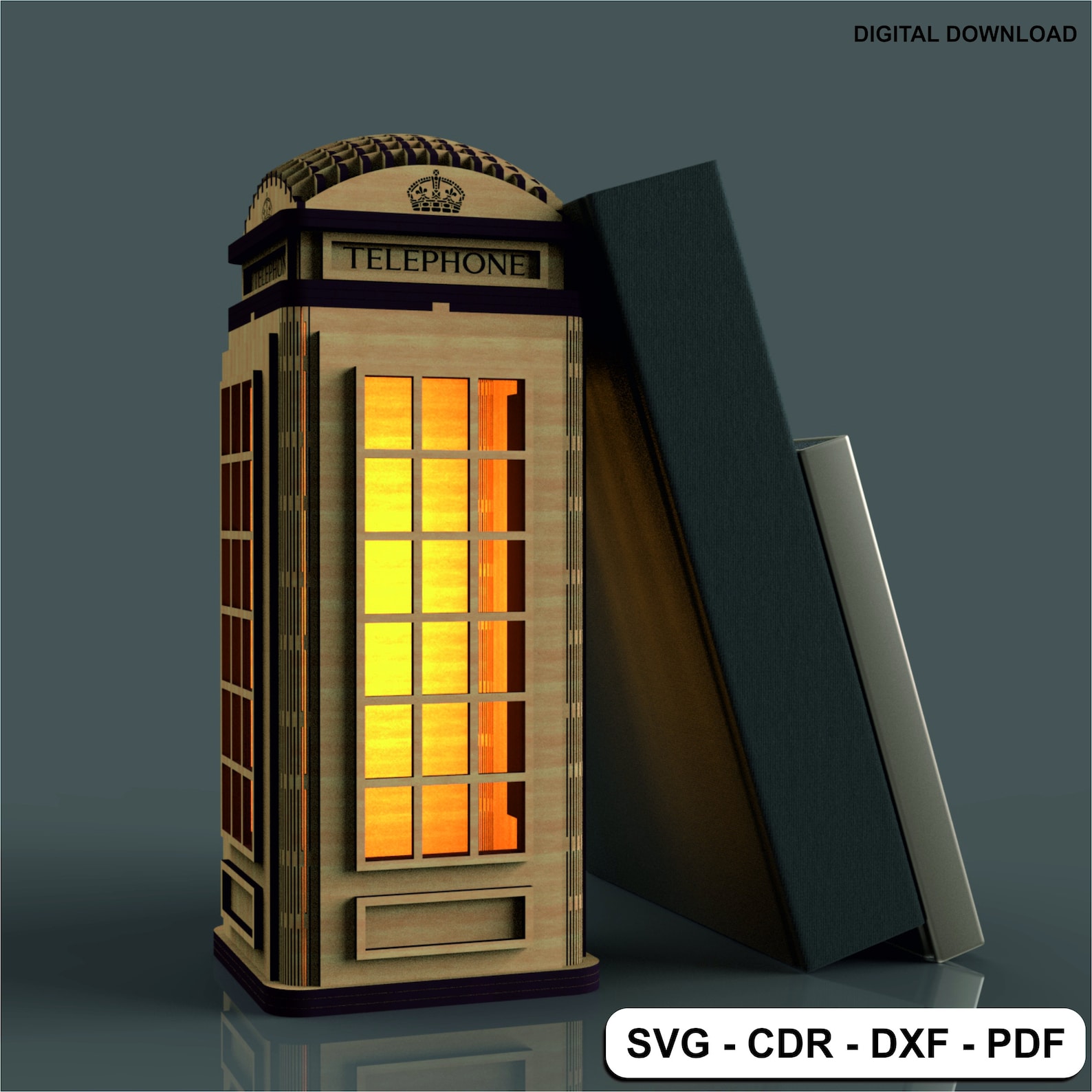 Book Nook Laser Cut 1924 Telephone Box Kiosk No 2 - Cdr-svg-dxf-pdf ...