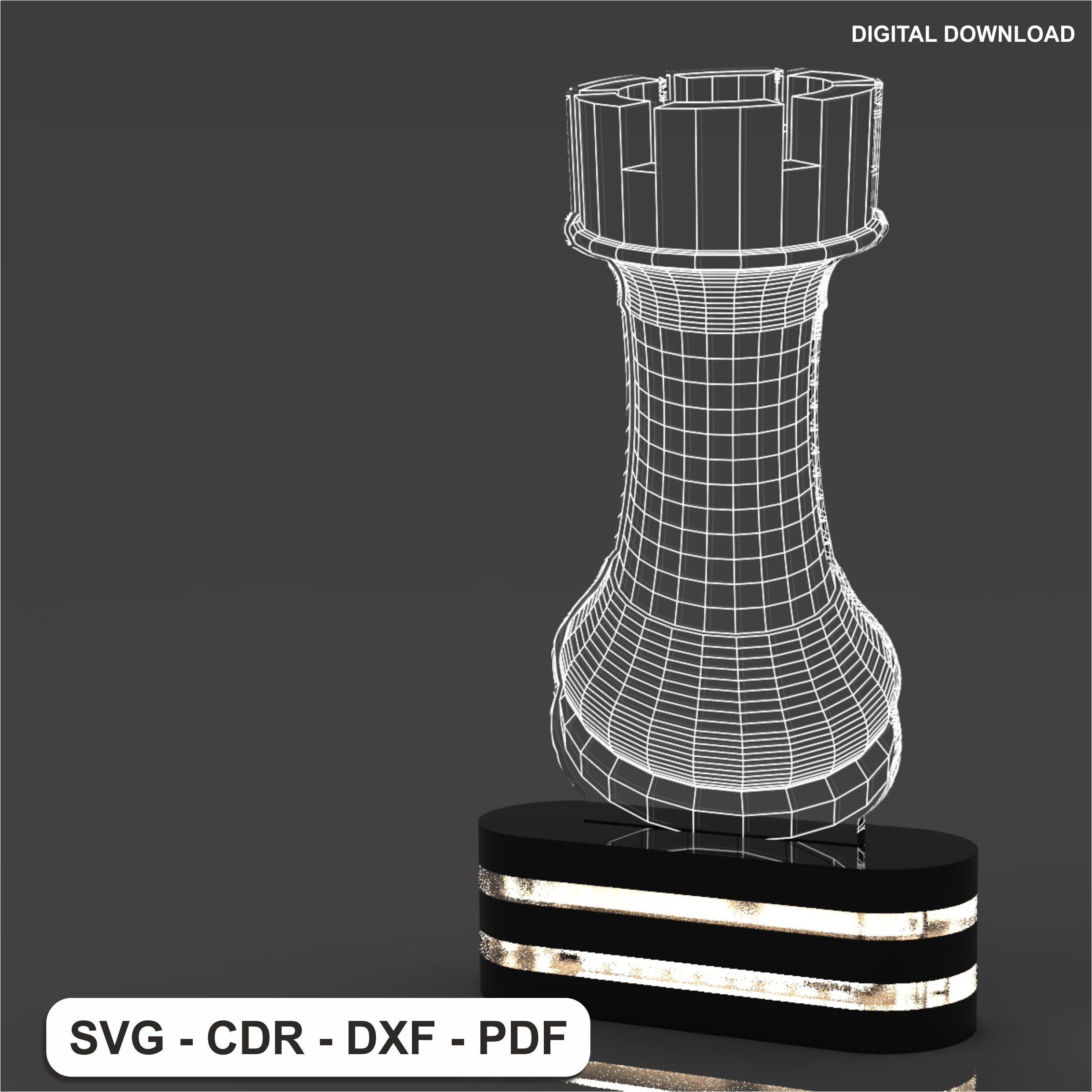 3D Illusion Chess Lamp Laser Cutting - Etsy