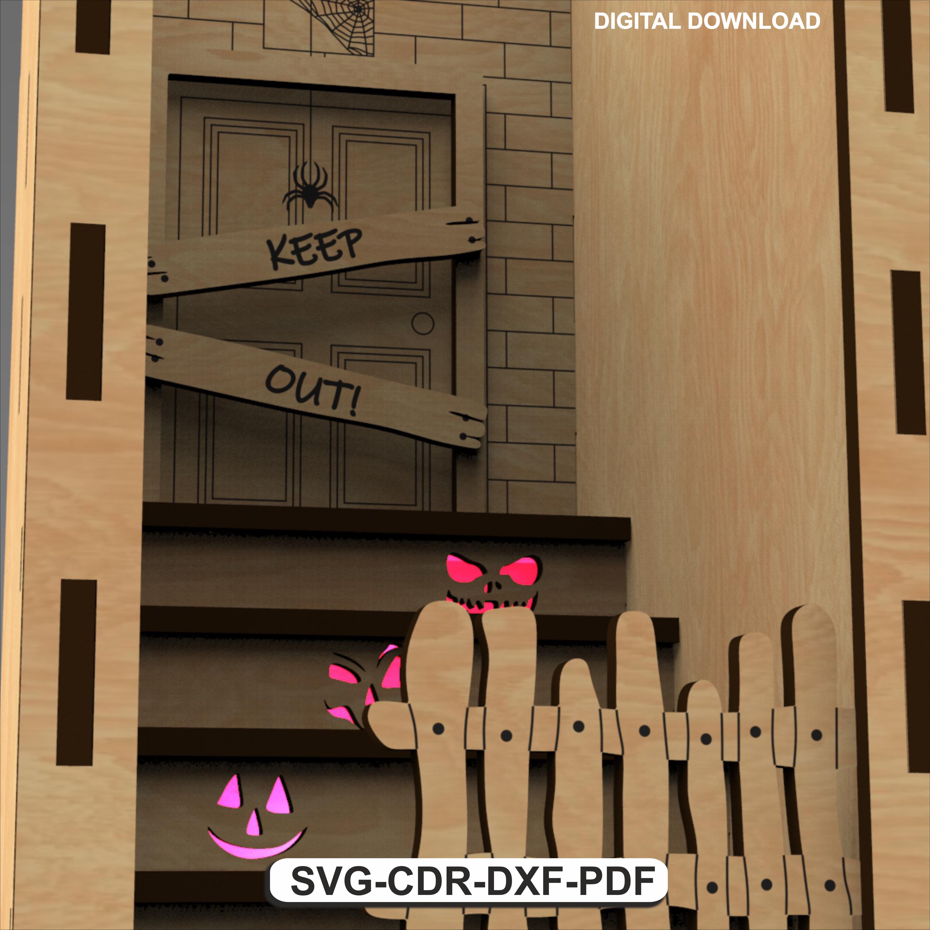 Book Nook Halloween Keep Out! Svg-cdr-dxf-pdf - Book Nook Laser Cut Files - Etsy