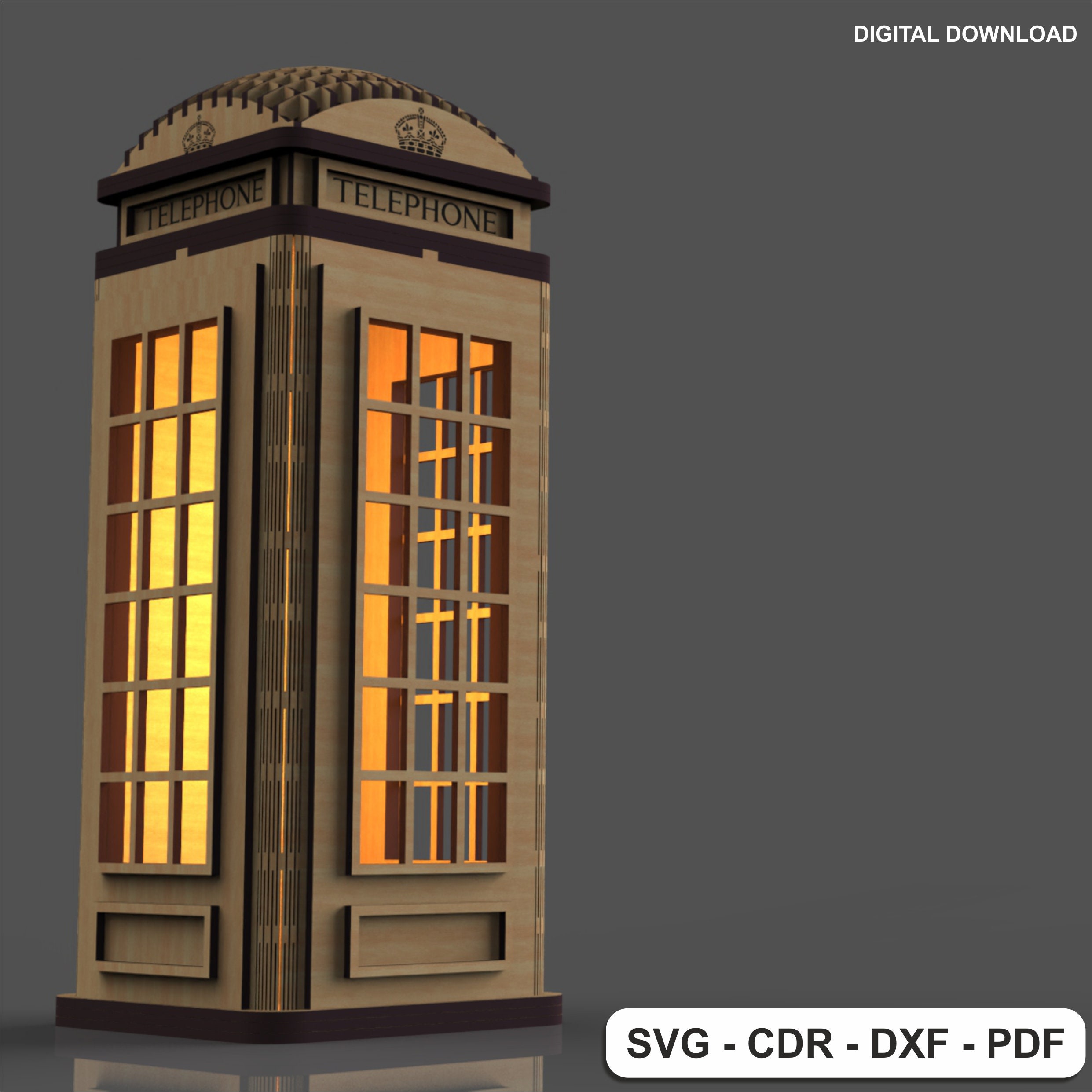 Book Nook Laser Cut 1924 Telephone Box Kiosk No 2 - Cdr-svg-dxf-pdf ...