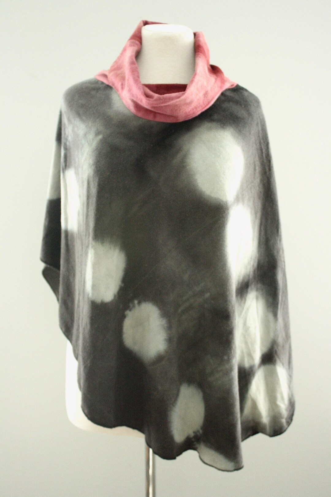 Cardinal Cloak Capelet Poncho in 100% Raw Silk in Charcoal Grey and ...
