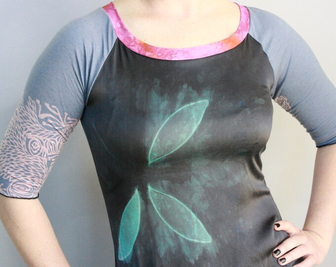 Raglan Shift Dress Size Small in Blue and Turquoise Shibori Dyed ...