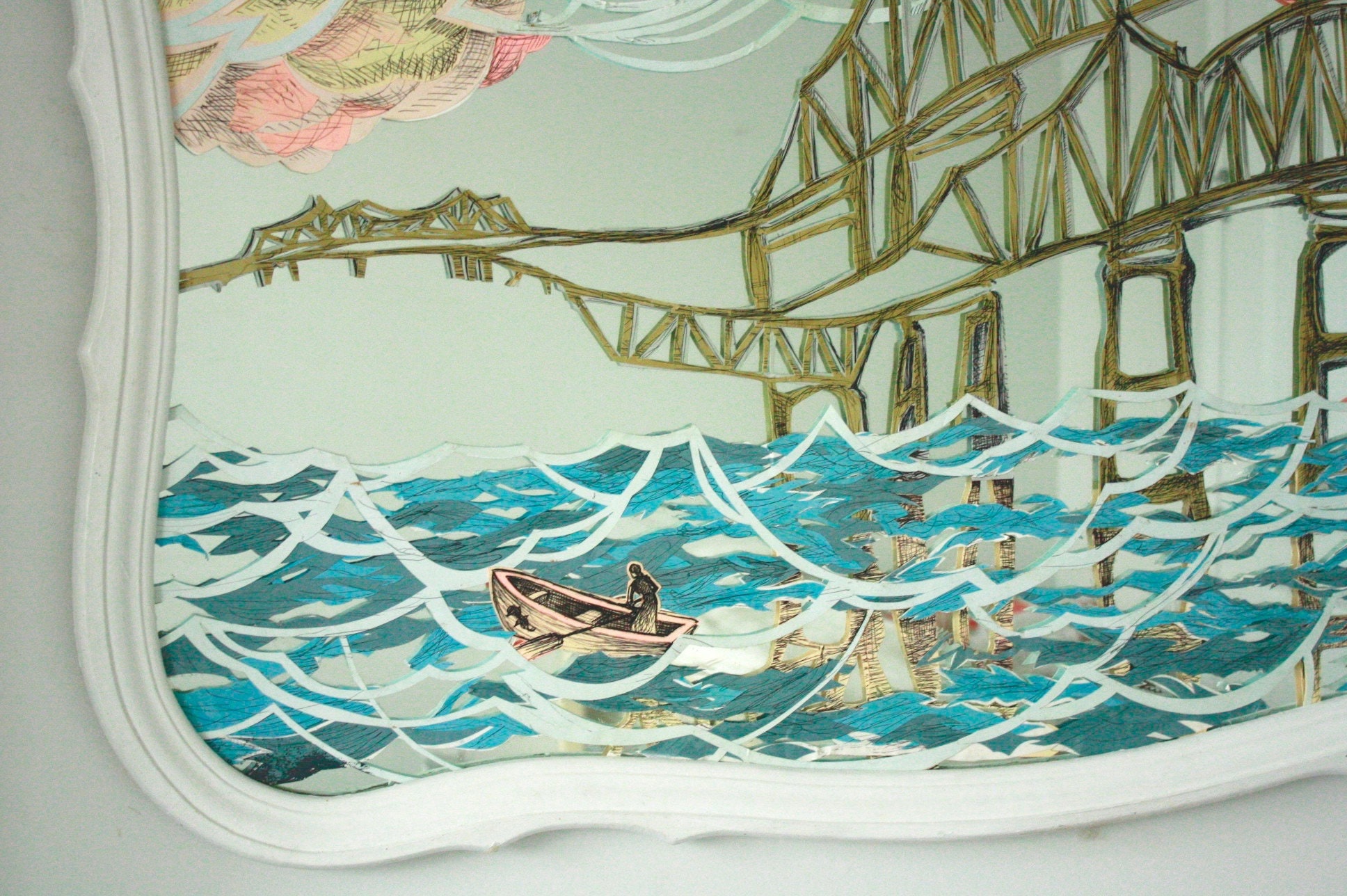 Gemini Bridges" Original Papercut Artwork in Vintage Mirror, Original ...