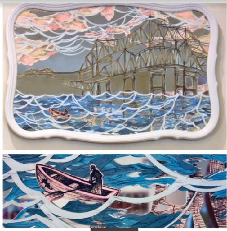 Gemini Bridges Original Papercut Artwork in Vintage Mirror, Original ...