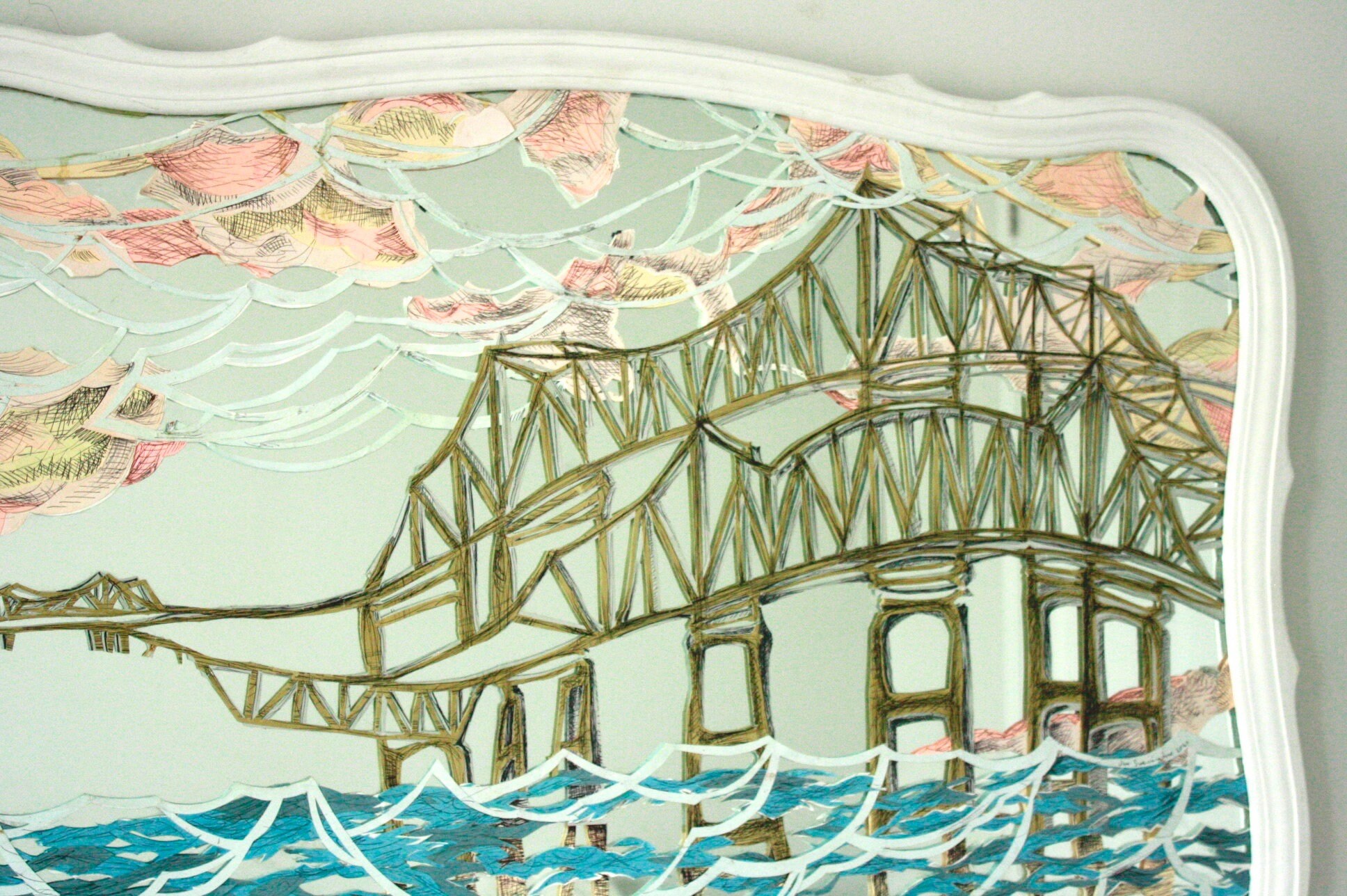 Gemini Bridges" Original Papercut Artwork in Vintage Mirror, Original ...