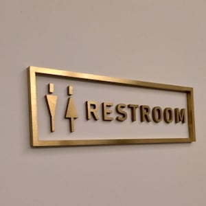 Modern Restroom Sign, Bathroom Art, Office Bathroom Wall Decor, Men ...